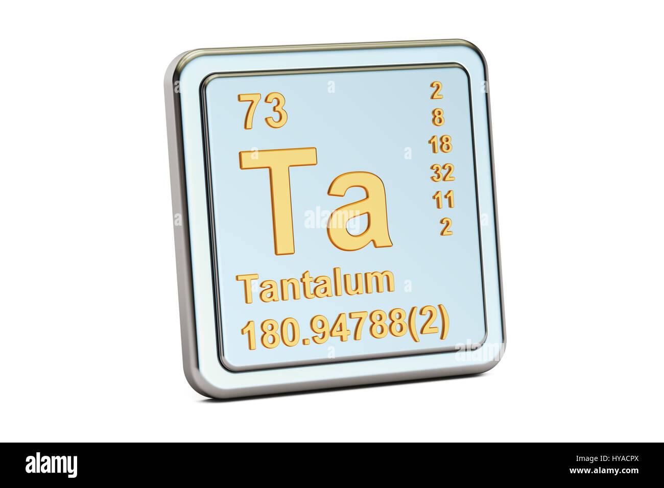 Tantalum Ta, chemical element sign. 3D rendering isolated on white ...