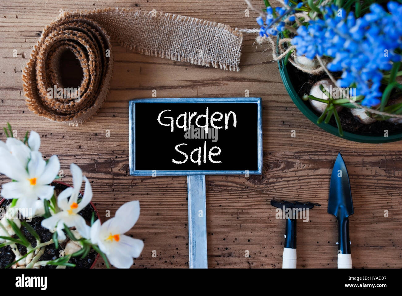 Spring Flowers, Sign, Text Garden Sale Stock Photo - Alamy