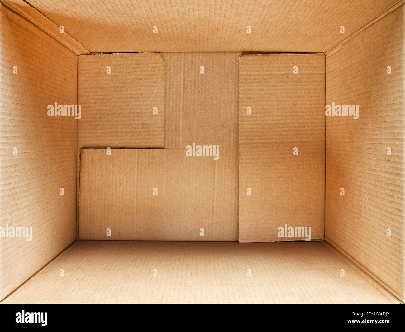 Cardboard box interior. Wide angle detailed top view Stock Photo - Alamy