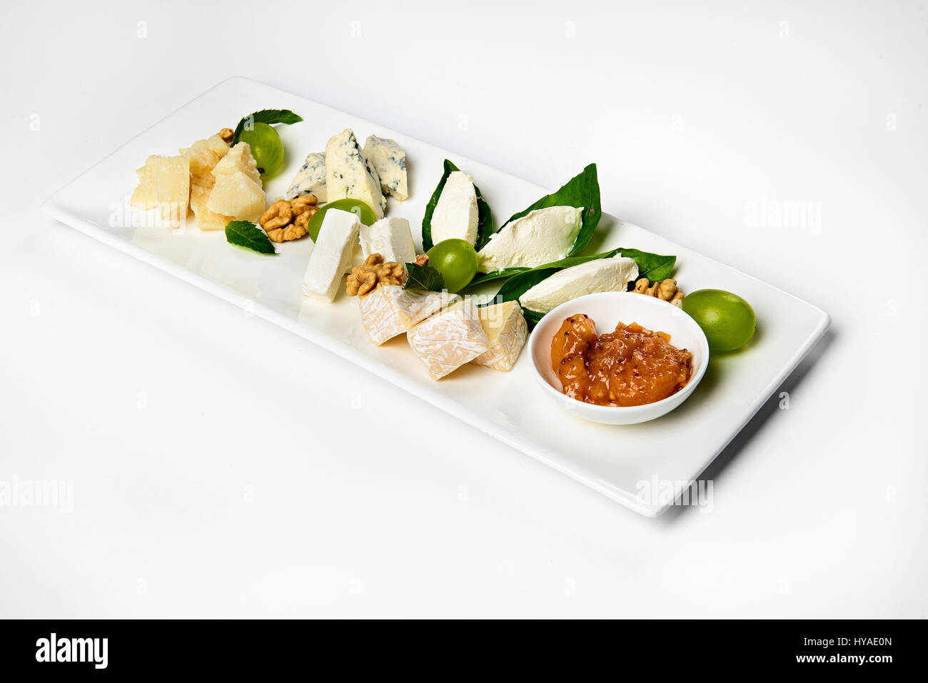 Various cheese type dish served luxery, isolated Stock Photo - Alamy