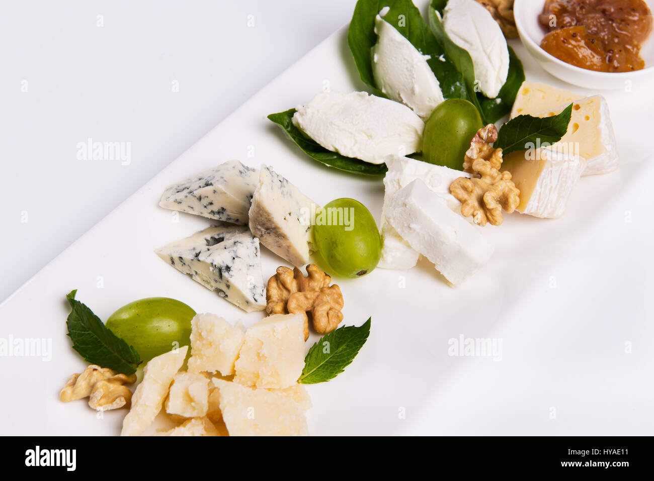 Various cheese type dish served luxery, isolated Stock Photo - Alamy