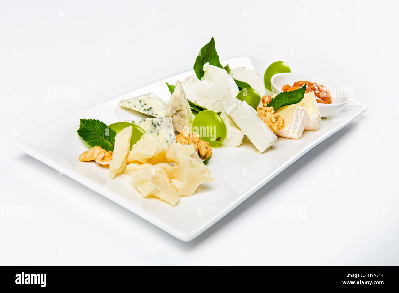Various cheese type dish served luxery, isolated Stock Photo - Alamy