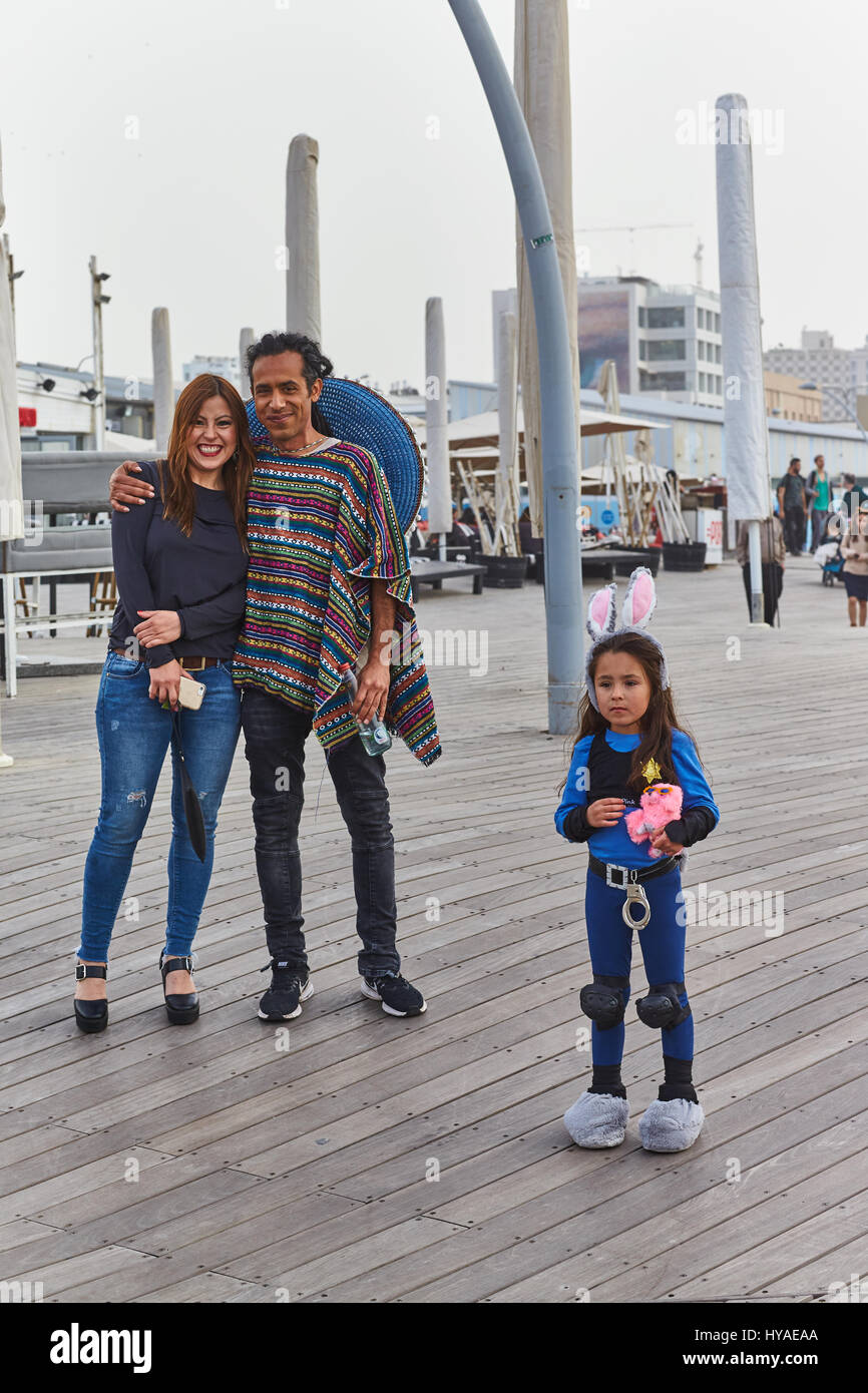 Tel Aviv - 20 February 2017: People wearing costumes in Israel during ...
