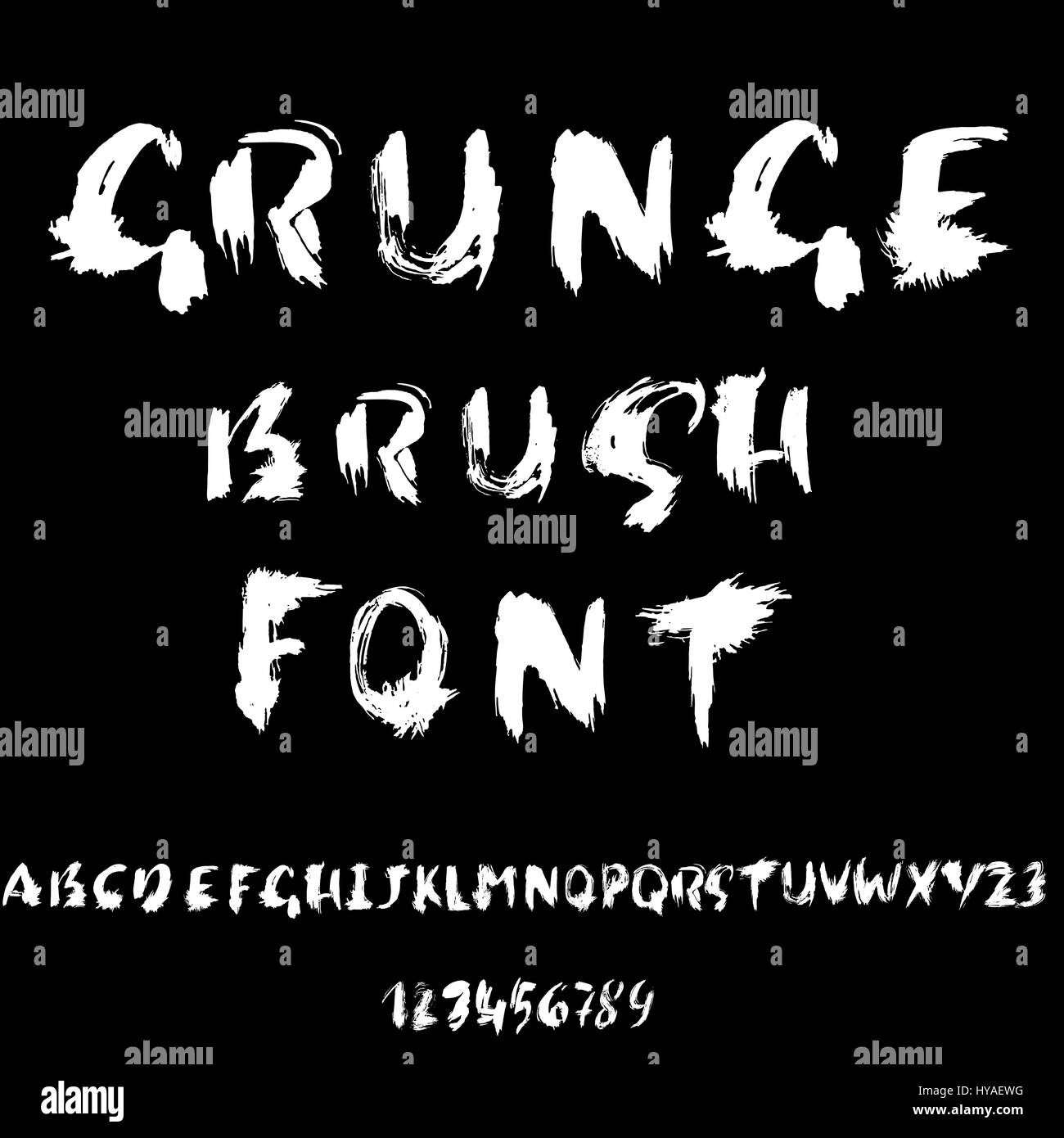Hand drawn dry brush font. Modern brush lettering. Grunge style ...