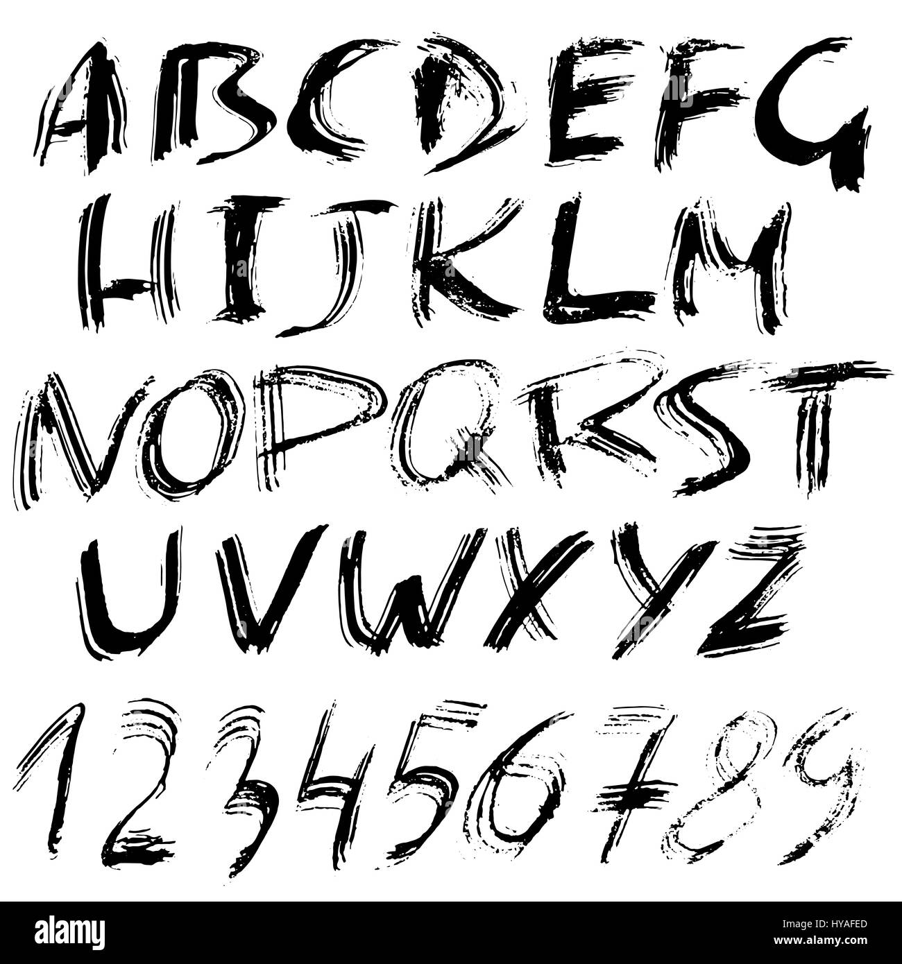 Hand drawn dry brush font. Modern brush lettering. Grunge style ...