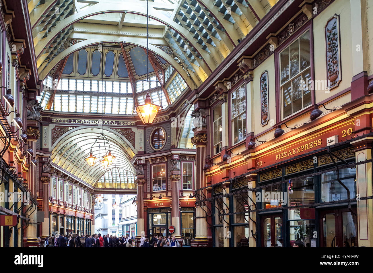 Interior of Leadenhall Market in the City of London UK. The market ...