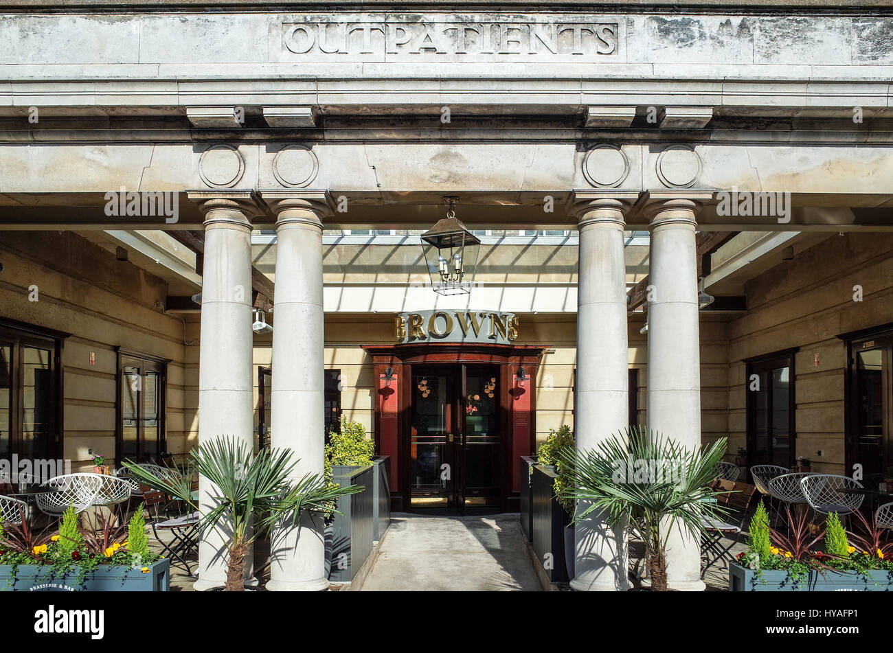 Browns Restaurant in Cambridge, housed in the outpatients entrance of ...
