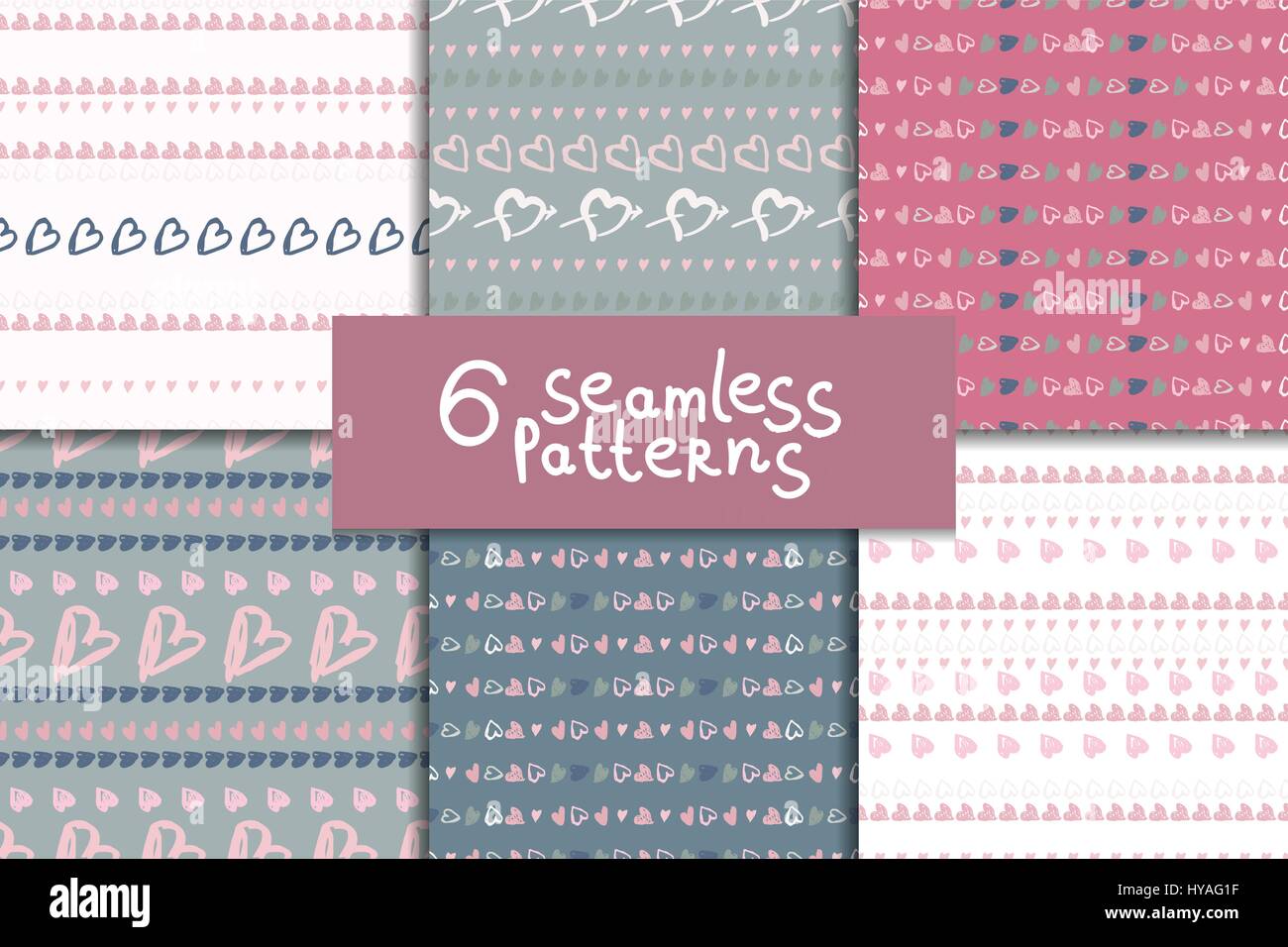 Doodle seamless pattern set with hearts Stock Vector Image & Art - Alamy
