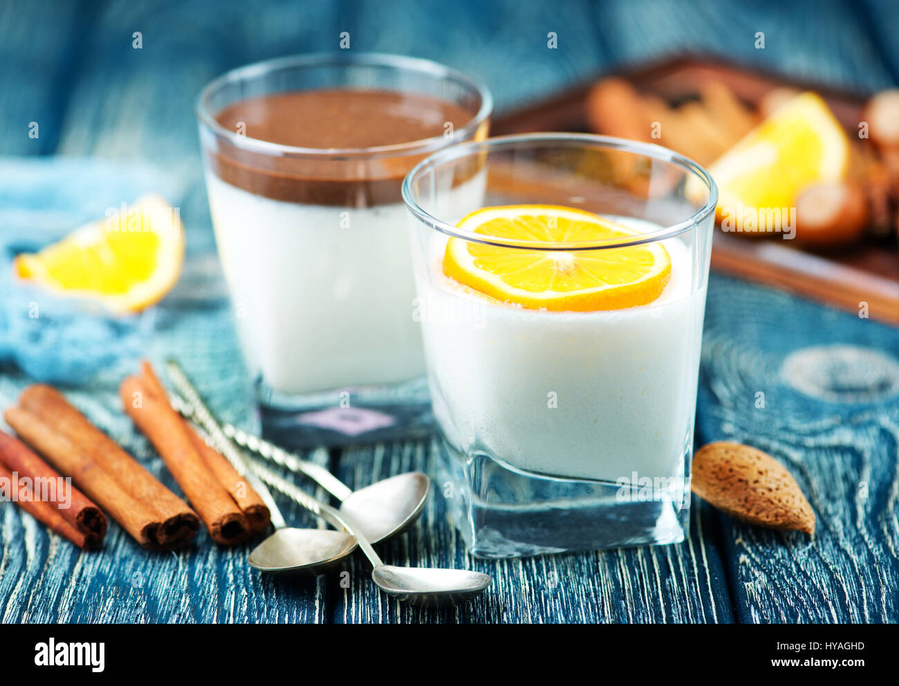 milk desert with chocolate and aroma spice Stock Photo - Alamy