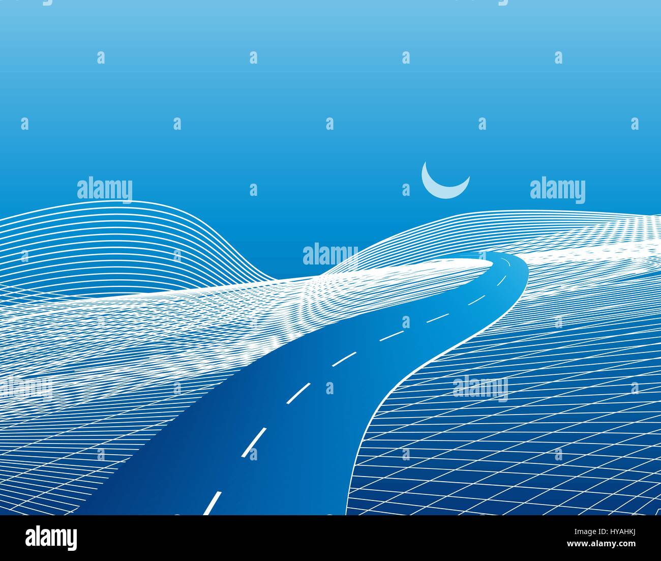 Road and highway on a stylized abstract map with relief. illustration ...