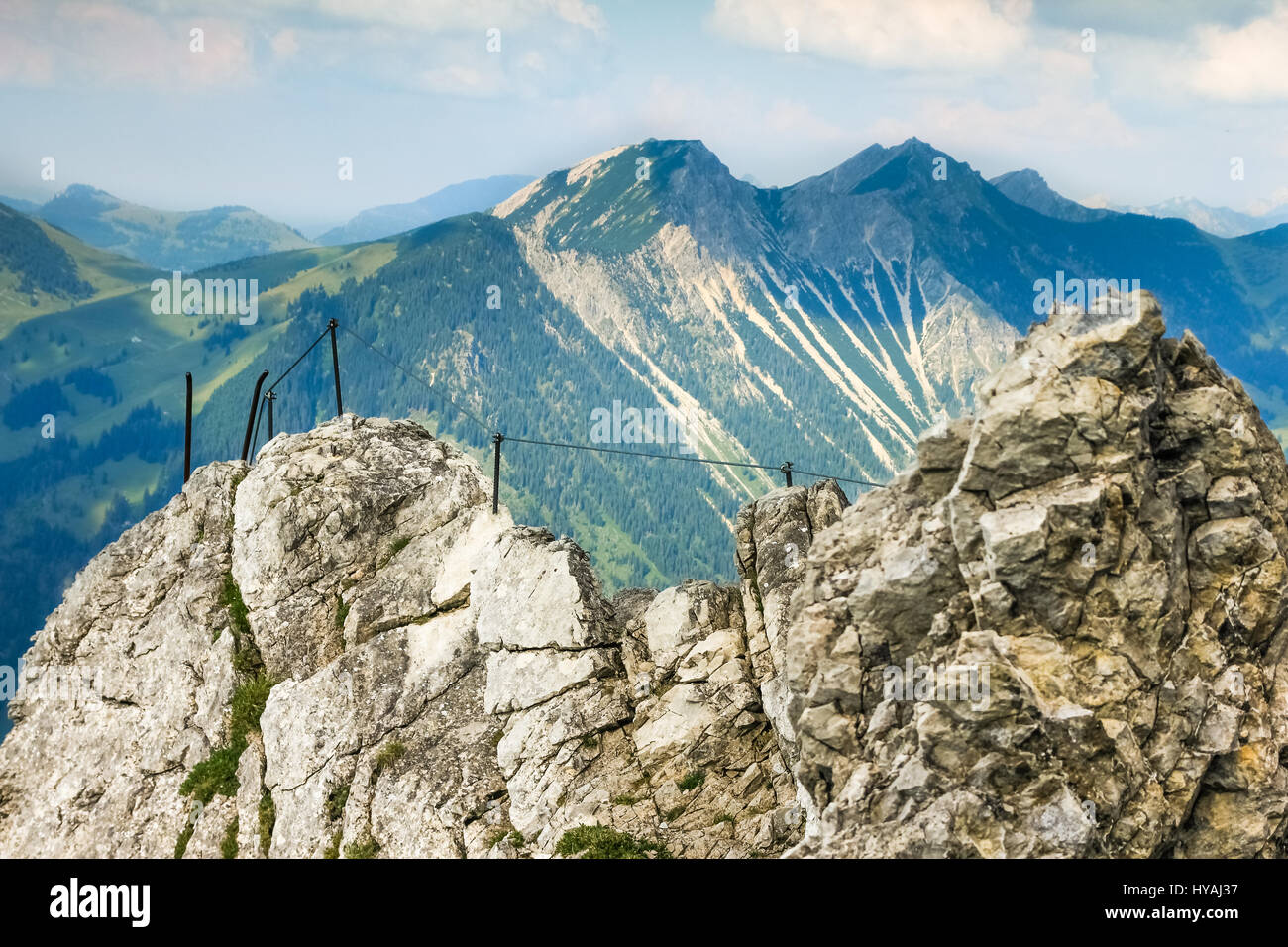 Fixed rope route in the mouintains. Very exposed and dangerous Stock ...