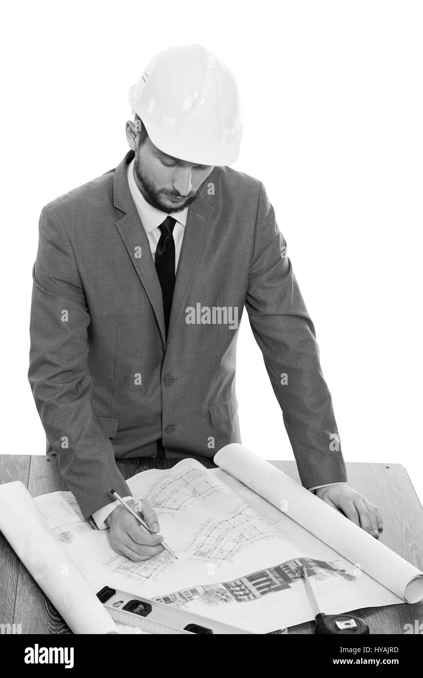 Male builder drawing construction plan hi-res stock photography and ...