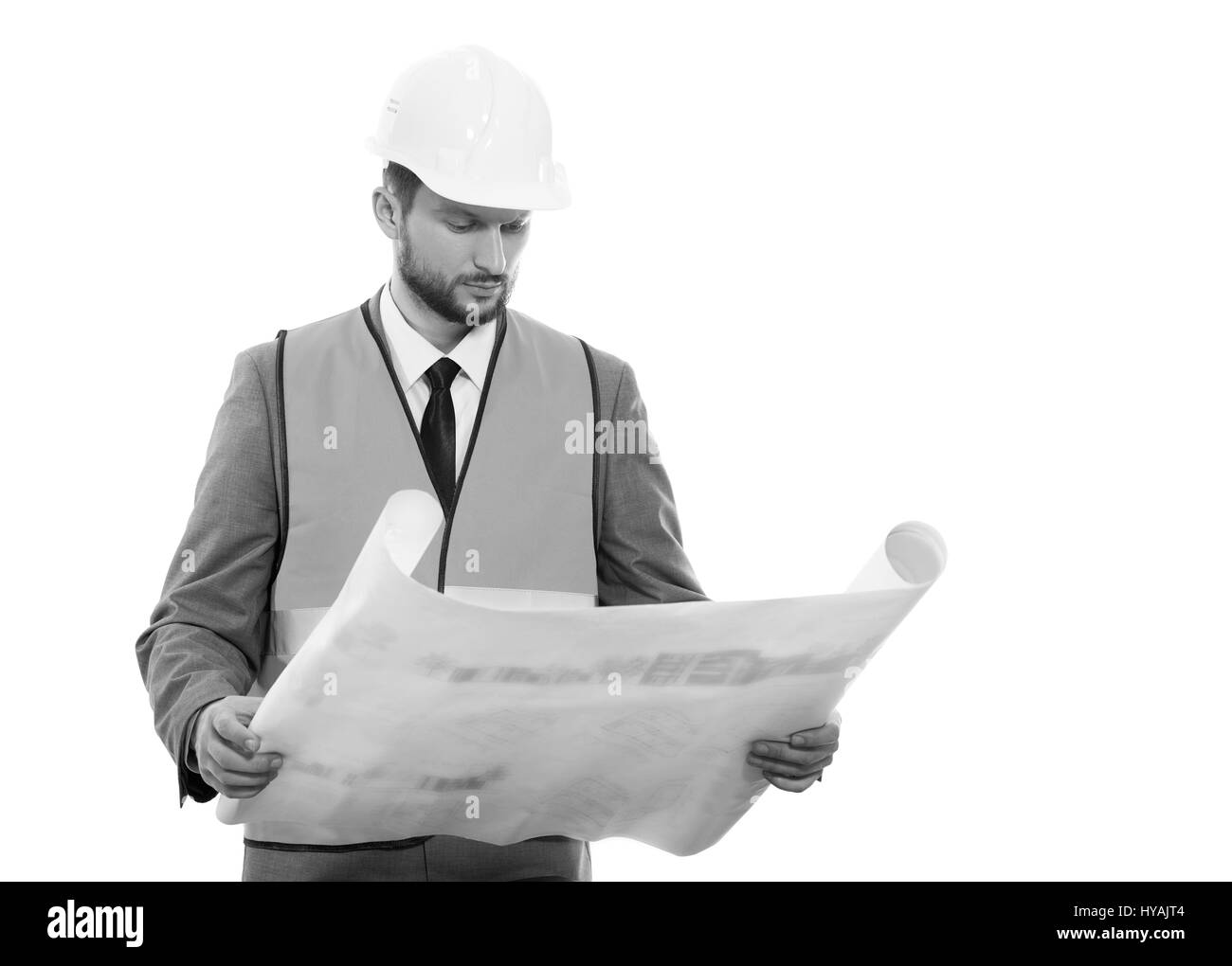 Professional male construction businessman with his blueprints Stock ...