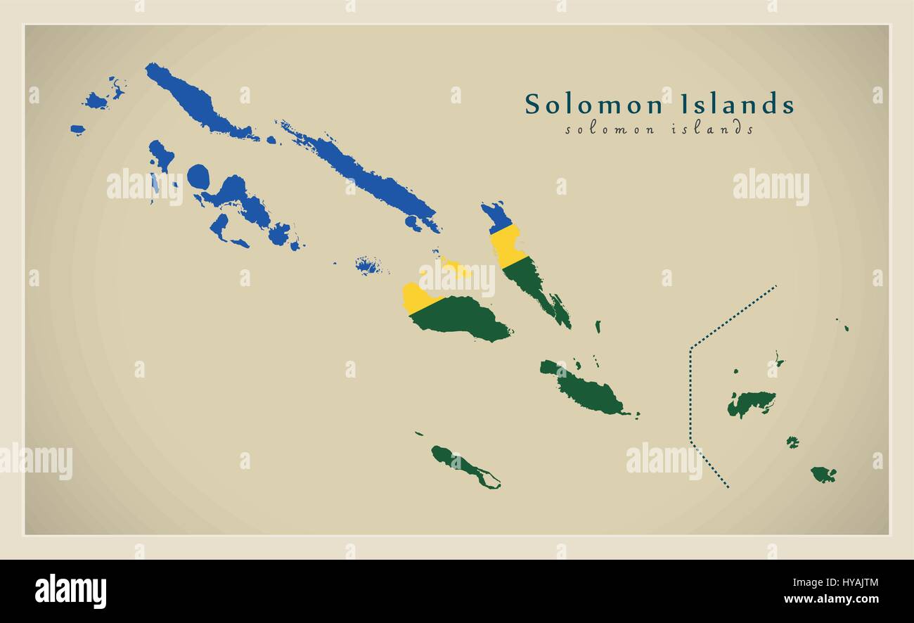 Modern Map - Solomon Islands flag colored SB Stock Vector Image & Art - Alamy