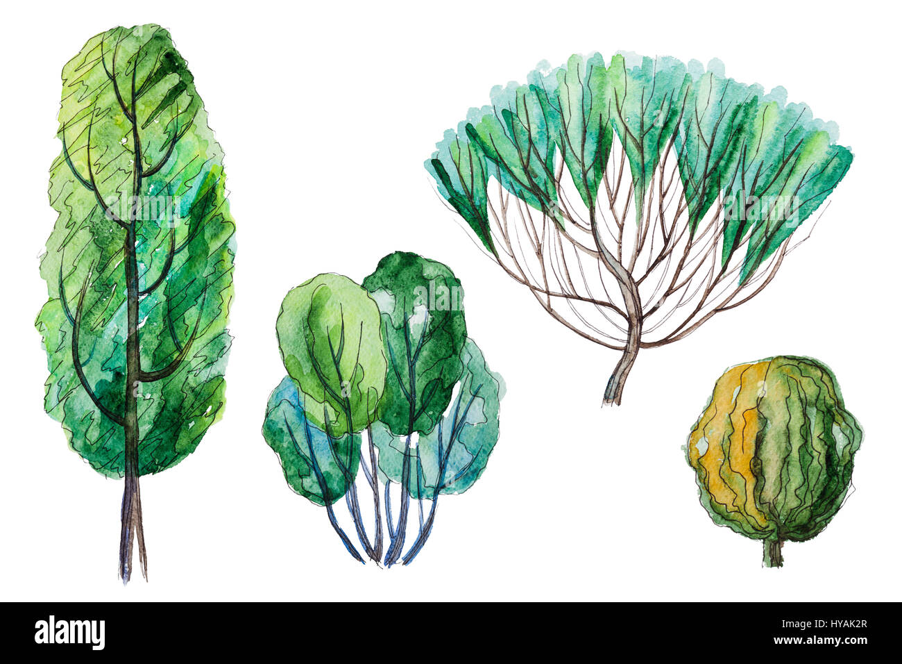 Watercolor spring green background Cut Out Stock Images & Pictures - Alamy