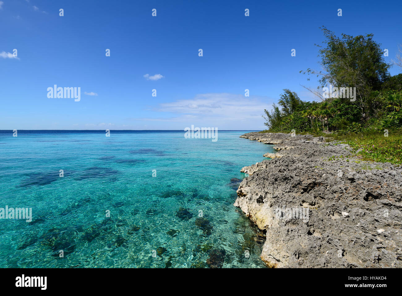 Coral beaches and turquoise water on the wild noon coast of Cuba Stock ...