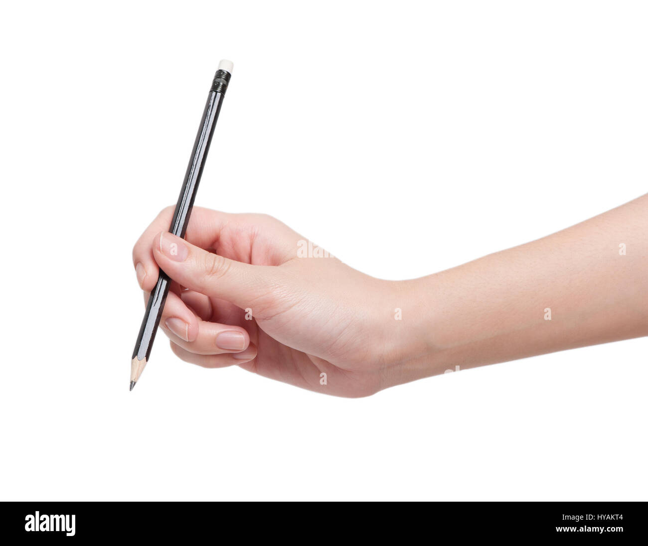 Woman hand with pencil isolated on white background Stock Photo - Alamy