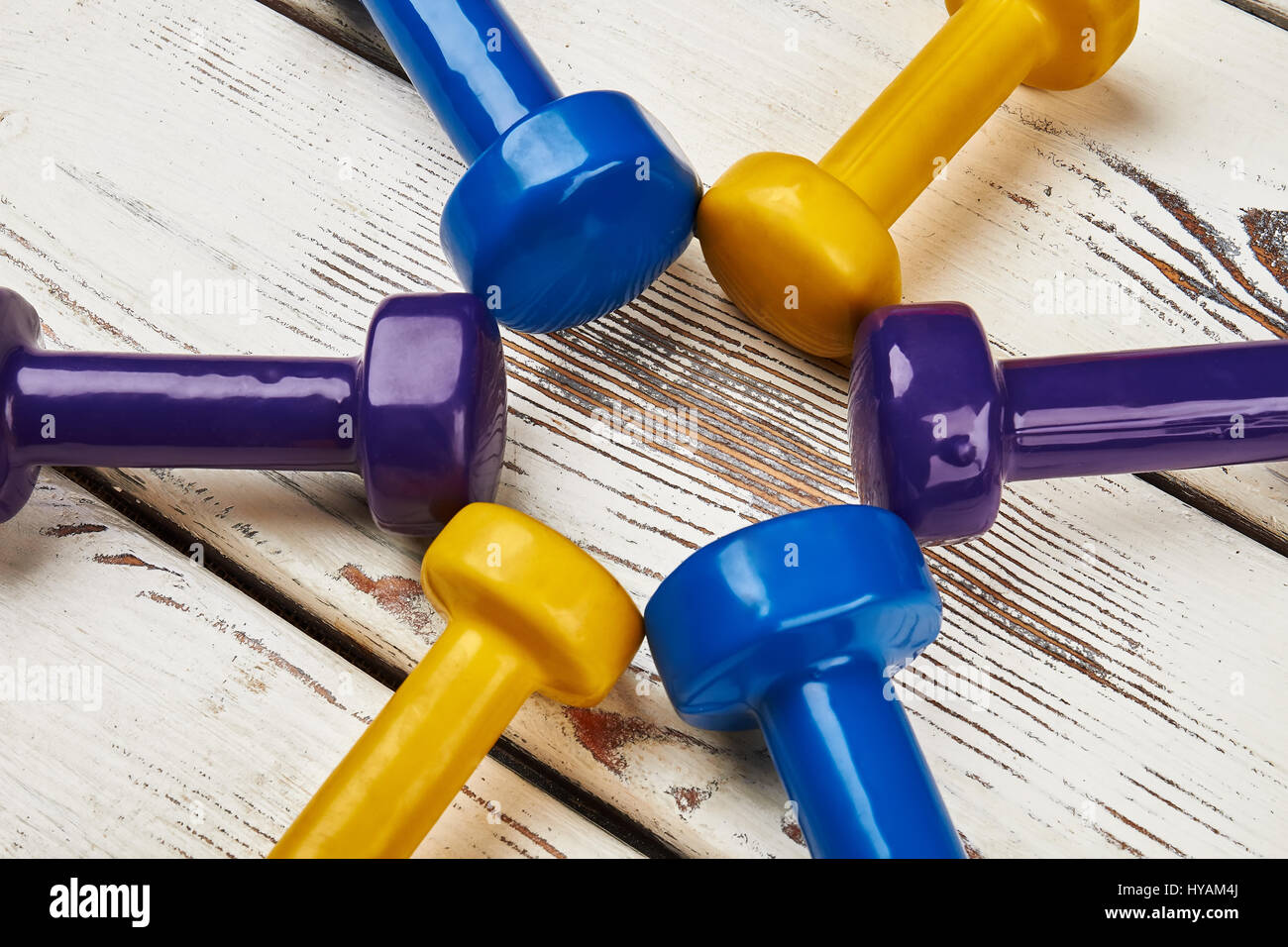 Dumbbells on natural background Stock Photo - Alamy