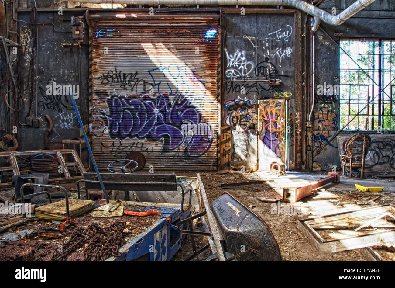NEW YORK, USA: Fort Tilden interior covered in graffiti art. NEW YORK’S ...