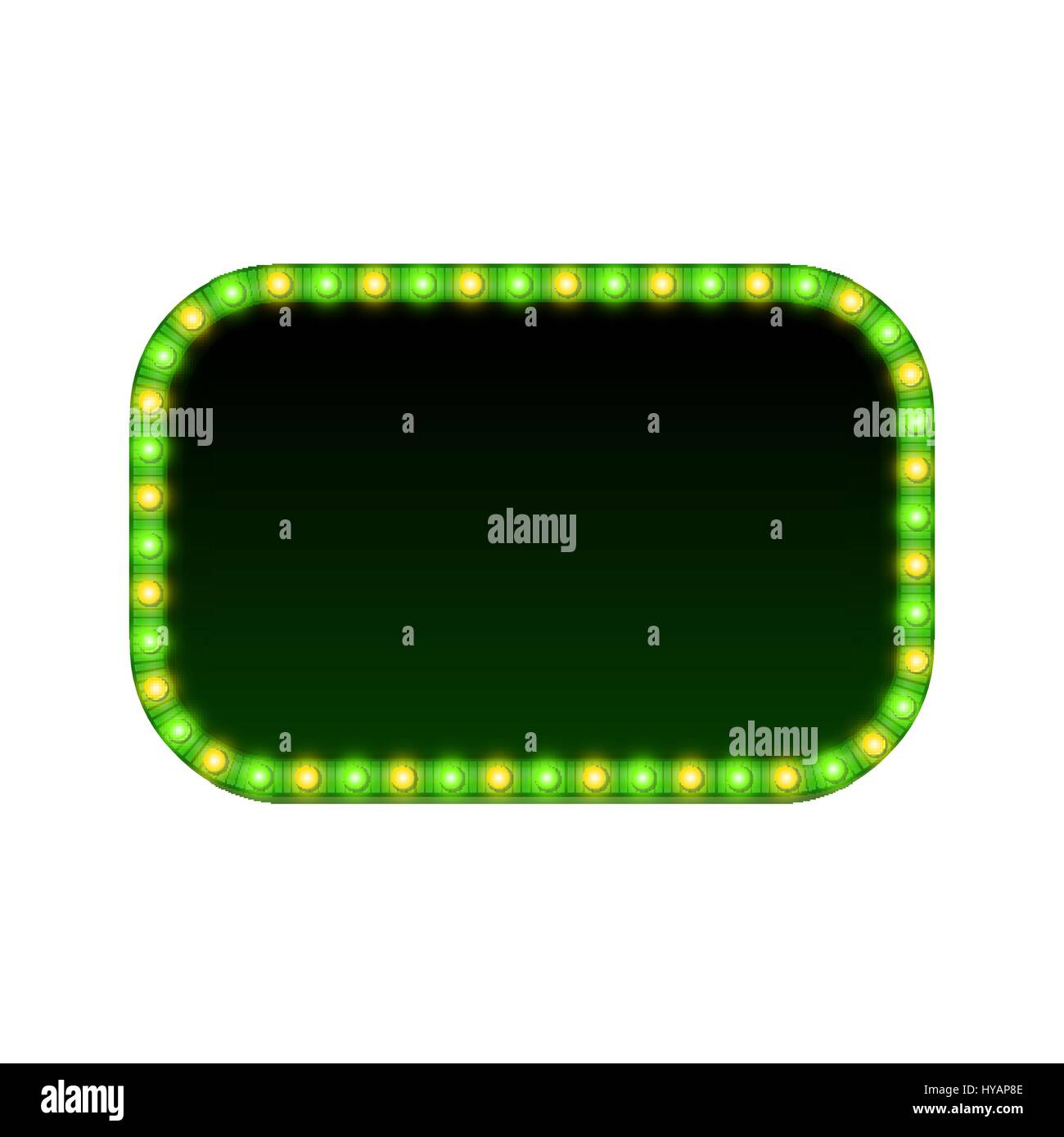 Blank 3d rectangular retro light banner with shining lights. Red sign ...