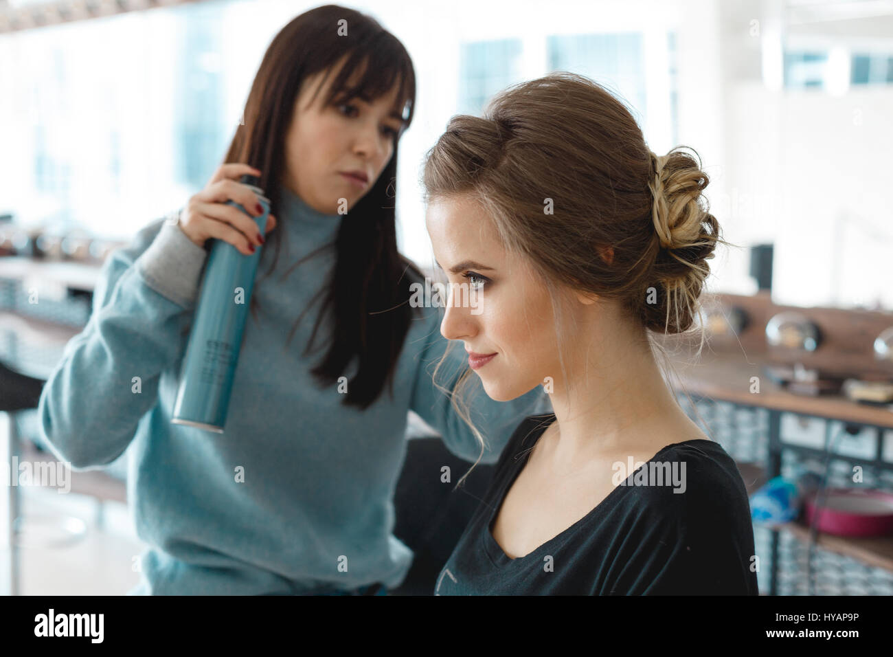 Female Getting Hair Done In Salon High Resolution Stock Photography and ...