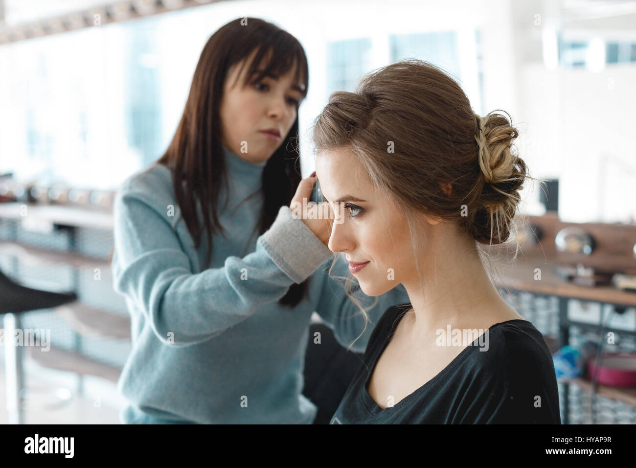 Female Getting Hair Done In Salon High Resolution Stock Photography and ...