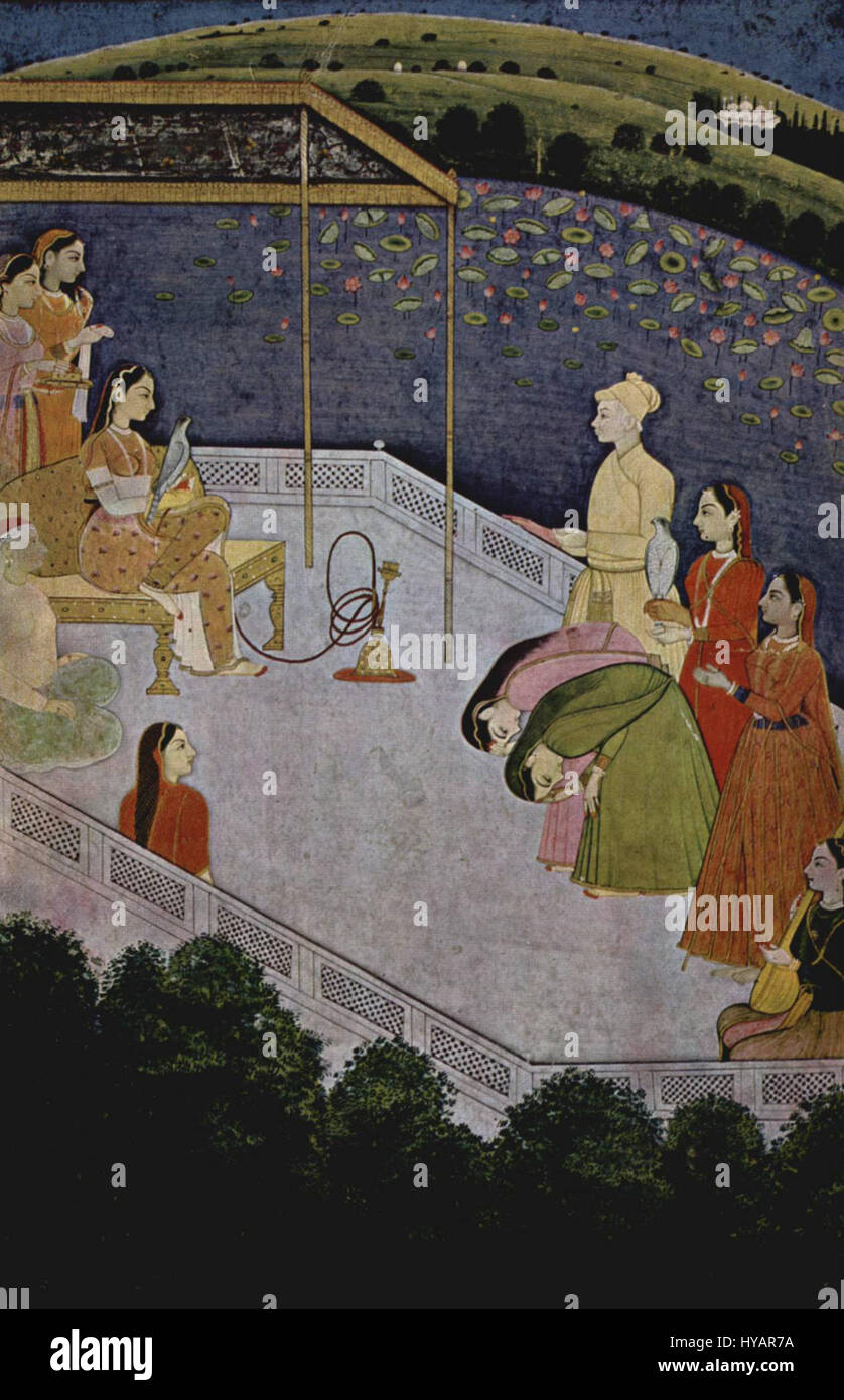 This artwork, created by an Indian painter around 1750, reflects the ...