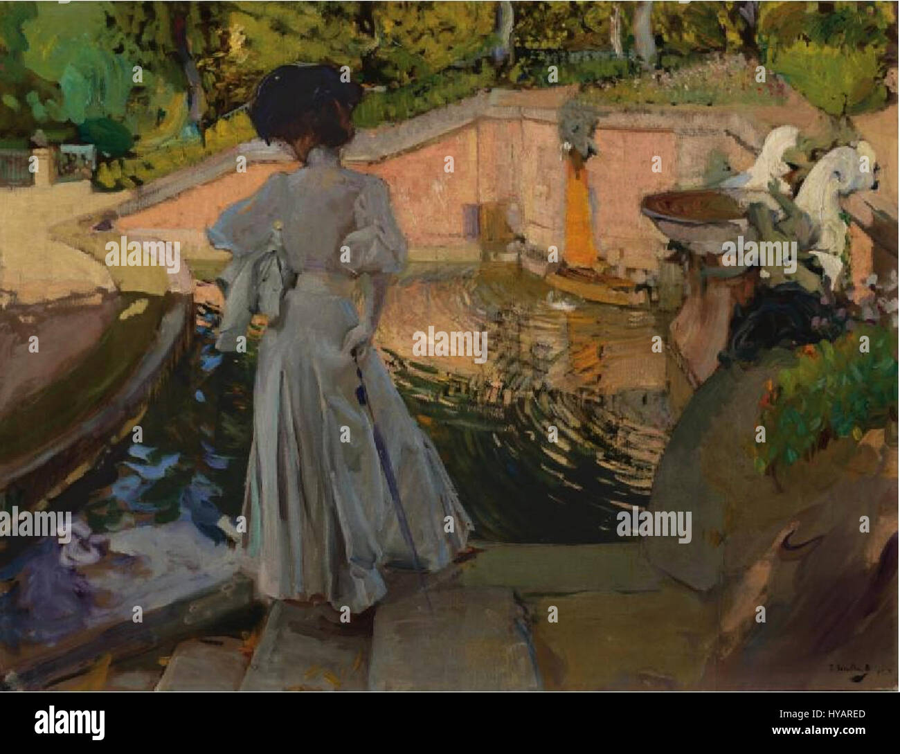 Joaquin Sorolla y Bastida Maria Mirando los Peces. Granja Stock Photo ...