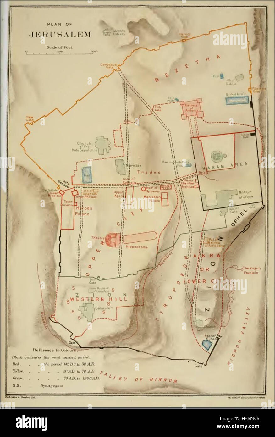 This 1903 map of Jerusalem illustrates the city’s geographic layout and ...