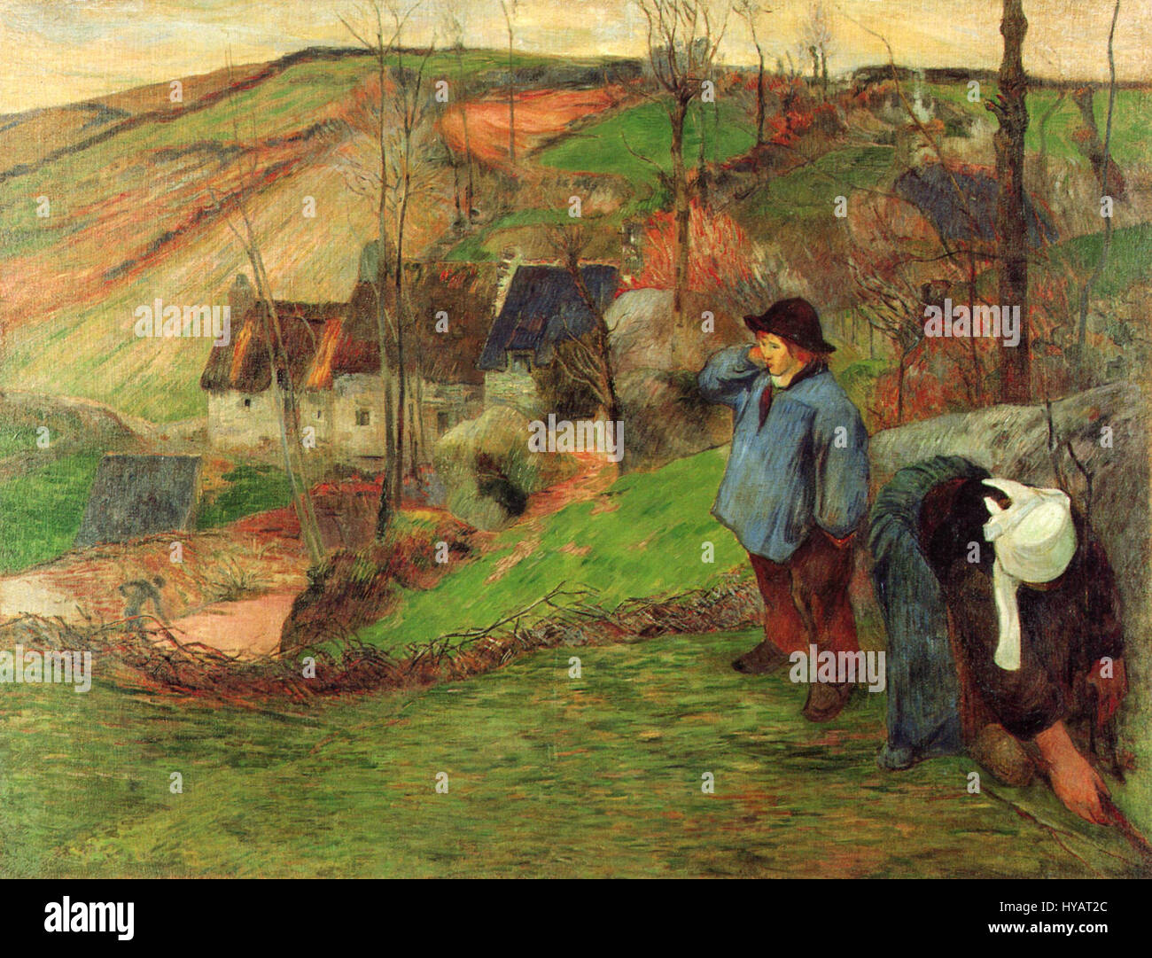 Paul Gauguin’s painting demonstrates his use of vibrant color and ...