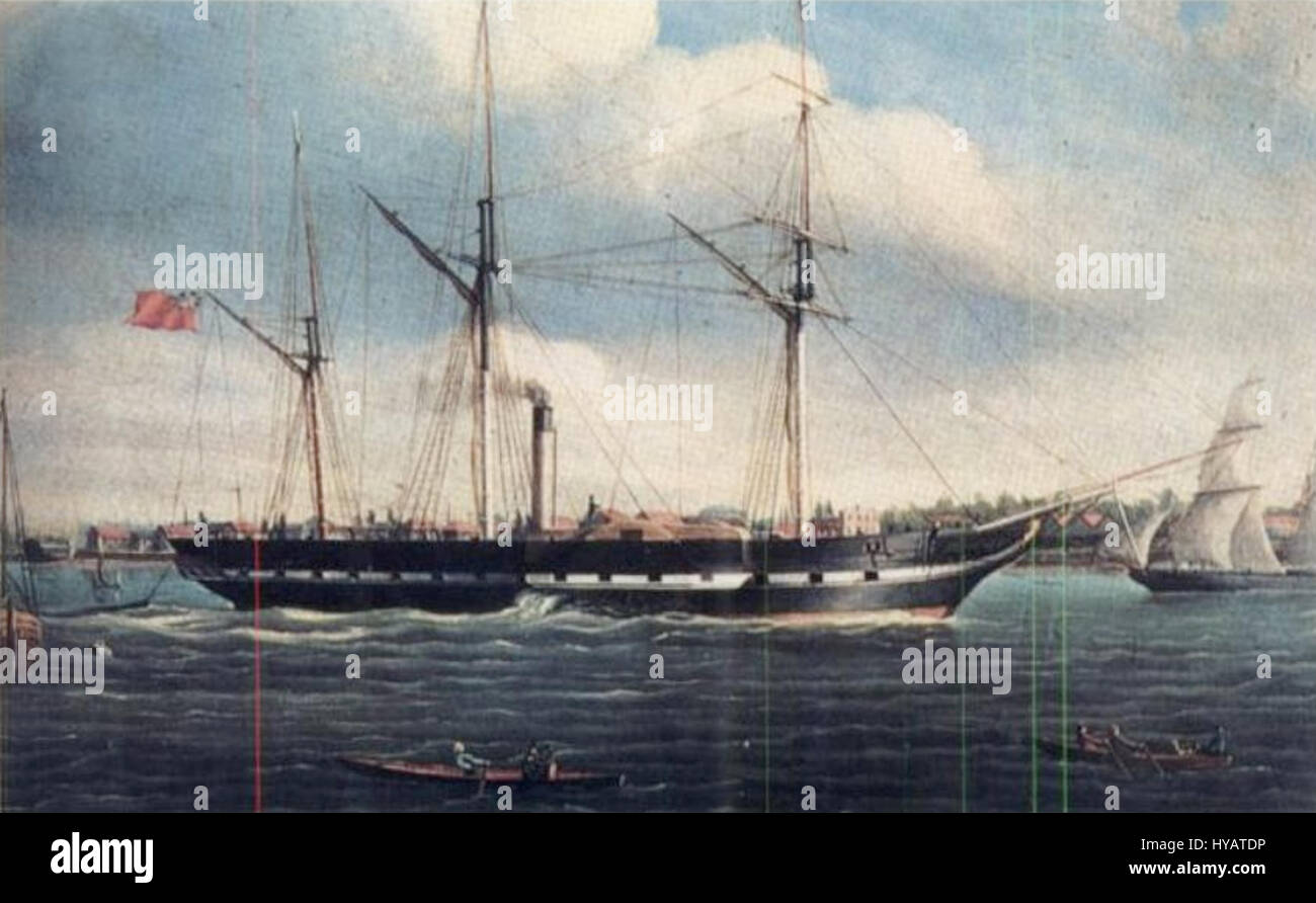 This 1834 painting of the SS Royal William, a British steamship ...