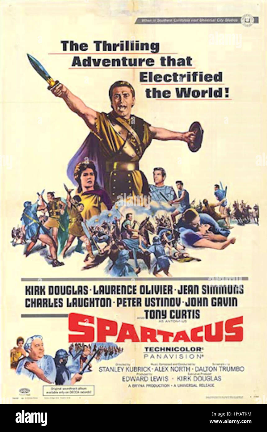 The 1960 poster for *Spartacus* features the iconic imagery of Kirk ...