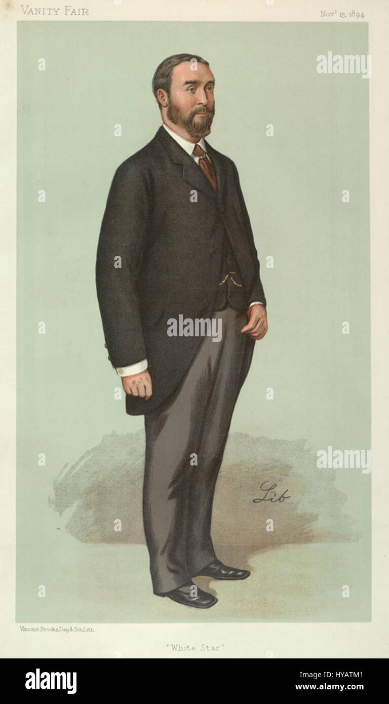 A caricature of Thomas Henry Ismay, the British businessman and founder ...