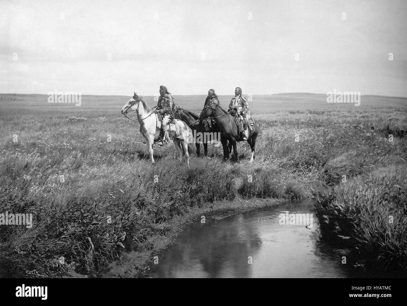 This image features the Piegan tribe's three chiefs, captured in a ...
