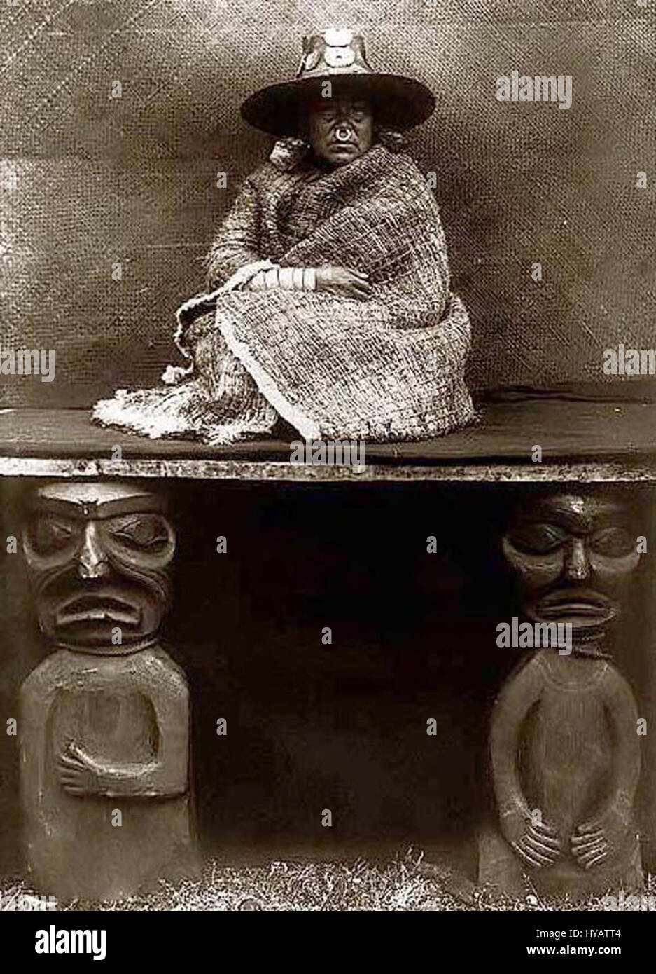 This artwork depicts a woman from the Kwakiutl tribe, an indigenous ...