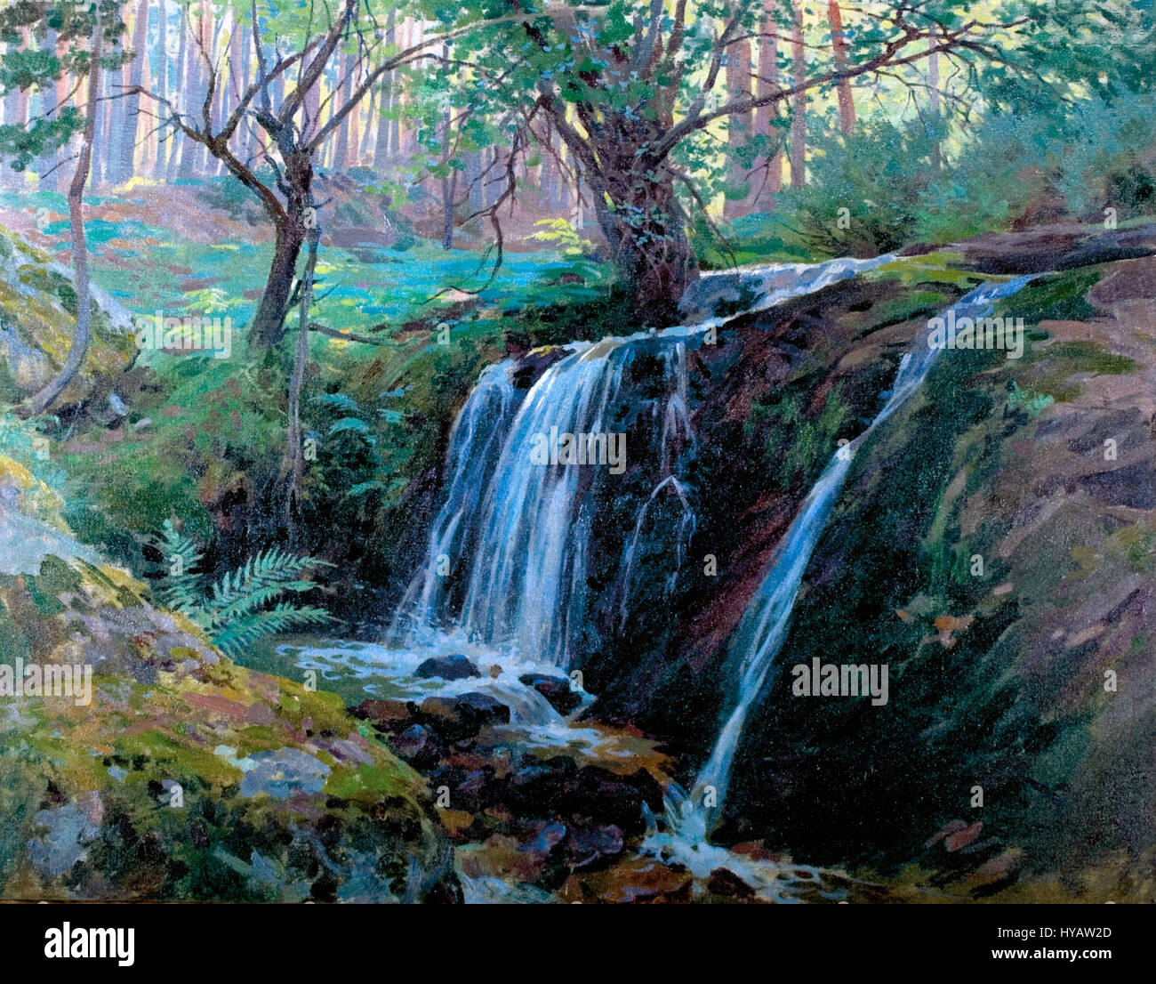 'Cascada de La Hiruela' is a painting by Enrique Simonet, depicting a ...
