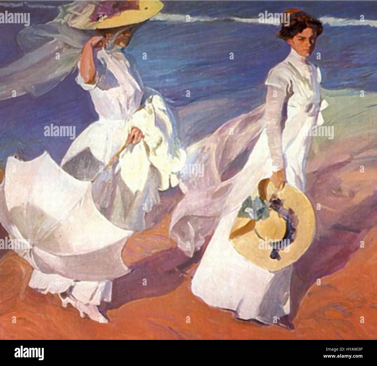 'Walk on the Beach' by Joaquin Sorolla captures a serene coastal scene ...