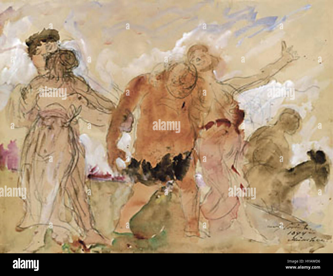 The painting 'Heimkehrende Bacchanten' by Lovis Corinth depicts a group ...