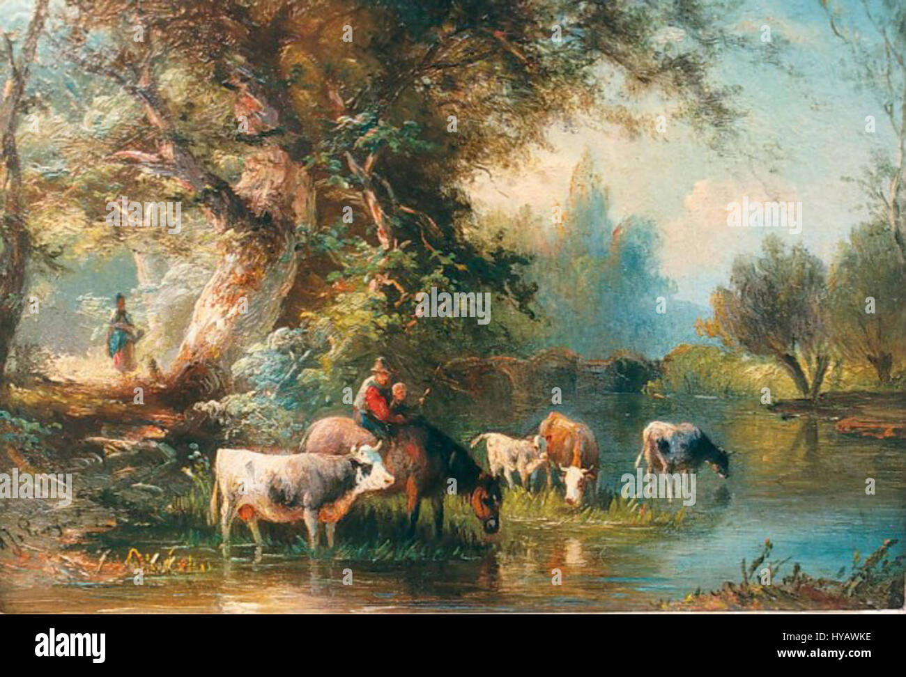 Drinkend vee door A.J. van Prooijen Stock Photo - Alamy