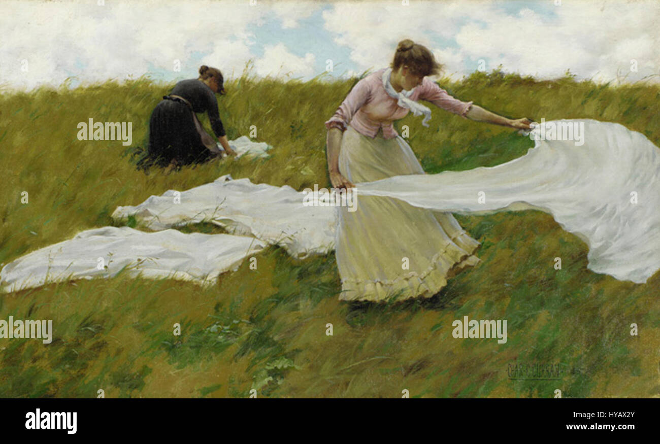 'A Breezy Day' by Charles Courtney Curran depicts a serene outdoor ...