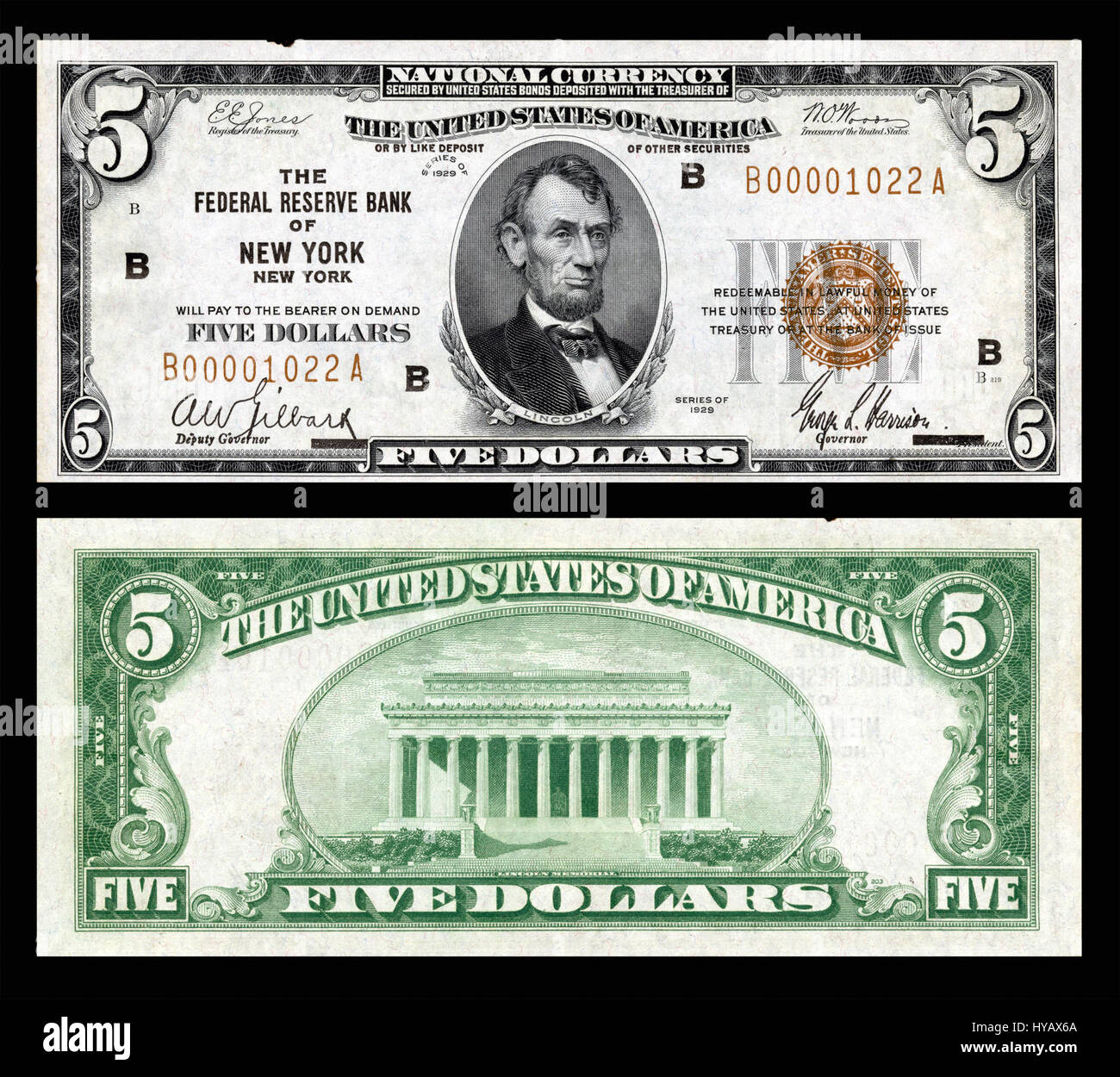 The 1929 $5 FRBN note (Fr.1850 B) is a historic piece of U.S. currency ...