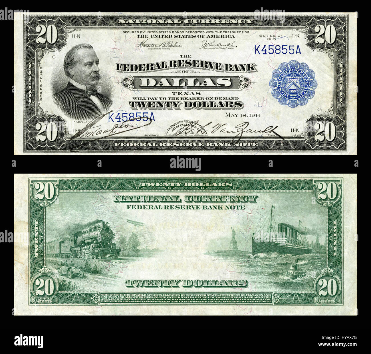 The 1915 US $20 Federal Reserve Note (FRBN) is a notable example of ...