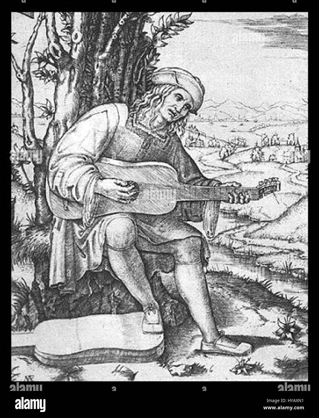 'Viola da Mano' by Raimondi (c.1510) is a renowned engraving depicting ...
