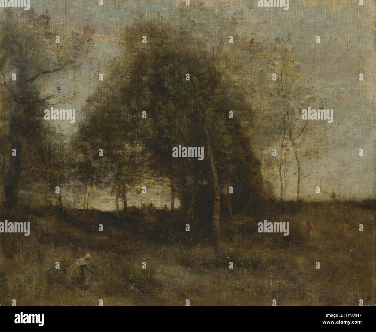 'Soir en Normandie' by Jean Baptiste Camille Corot depicts a tranquil ...