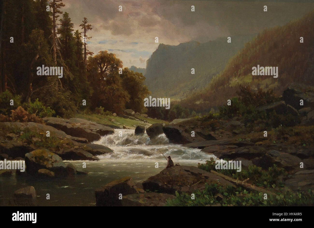 Adolf Chwala (1836 1900) Waldbach im Pongau Stock Photo - Alamy