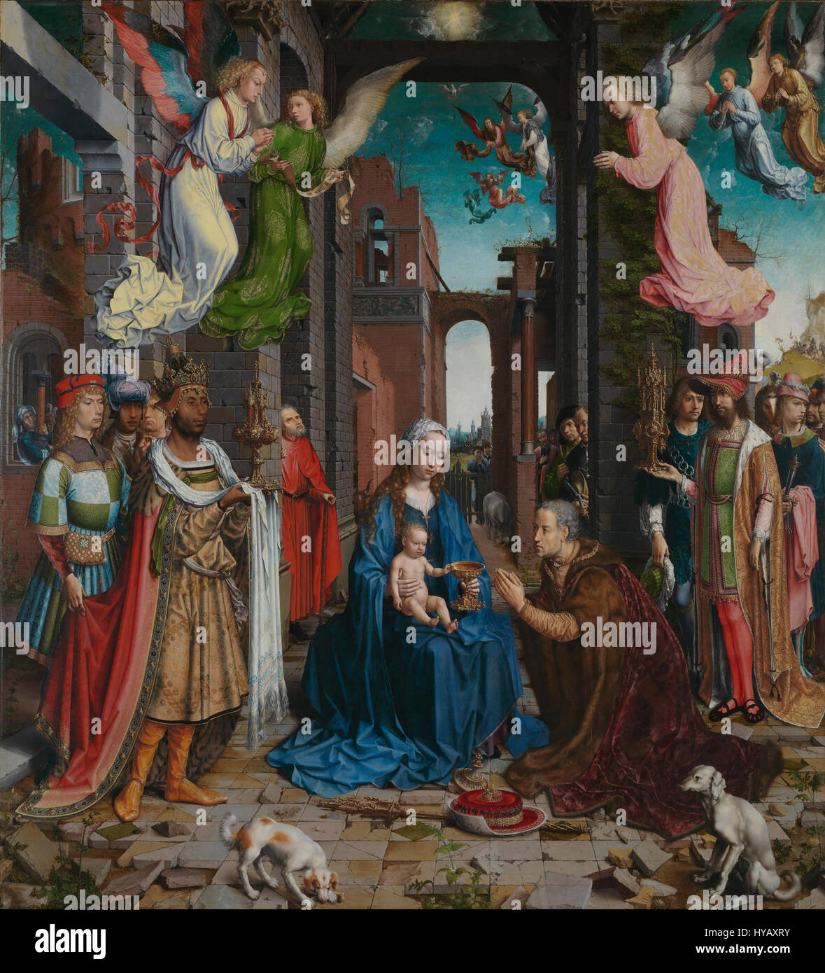 This artwork by Jan Gossaert, a Flemish Renaissance painter, exemplifies the artist's mastery of ...