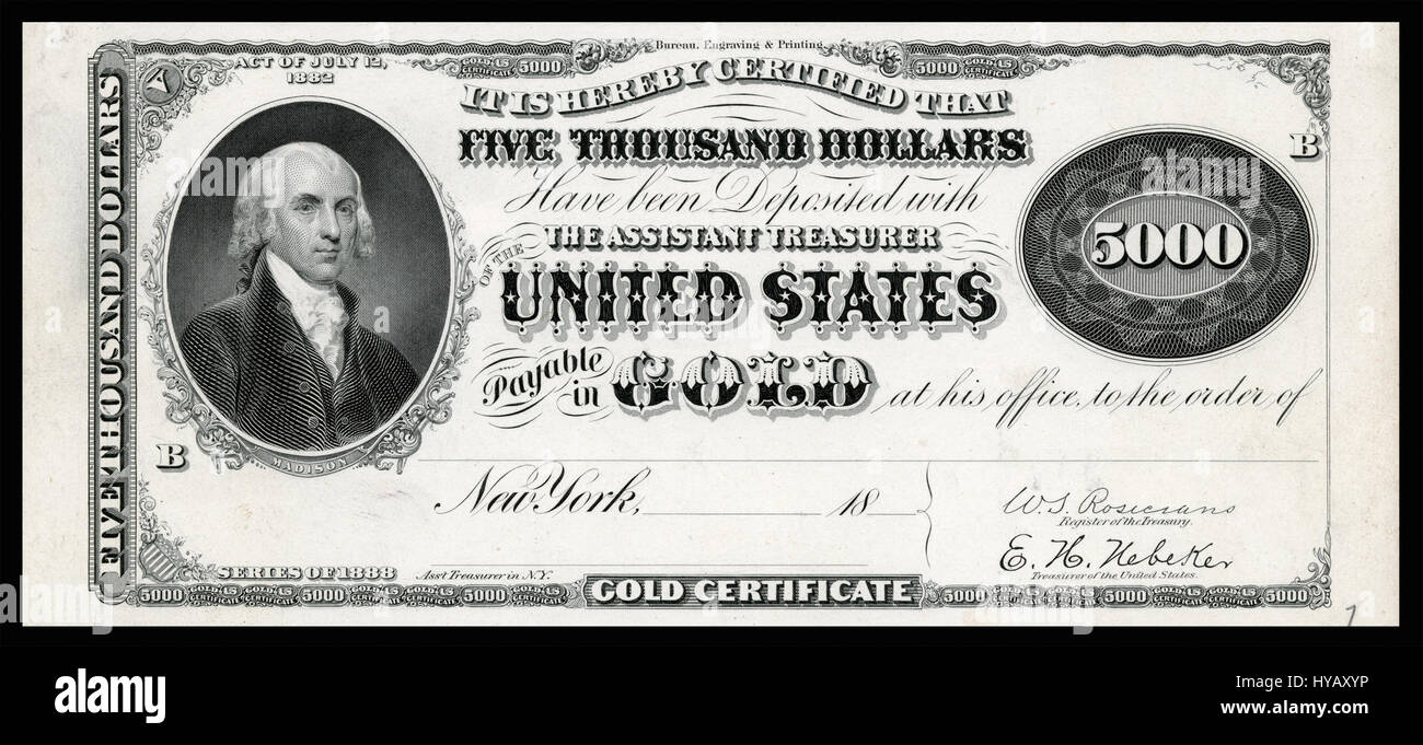 This image represents a proof version of the 1888 $5000 Gold ...