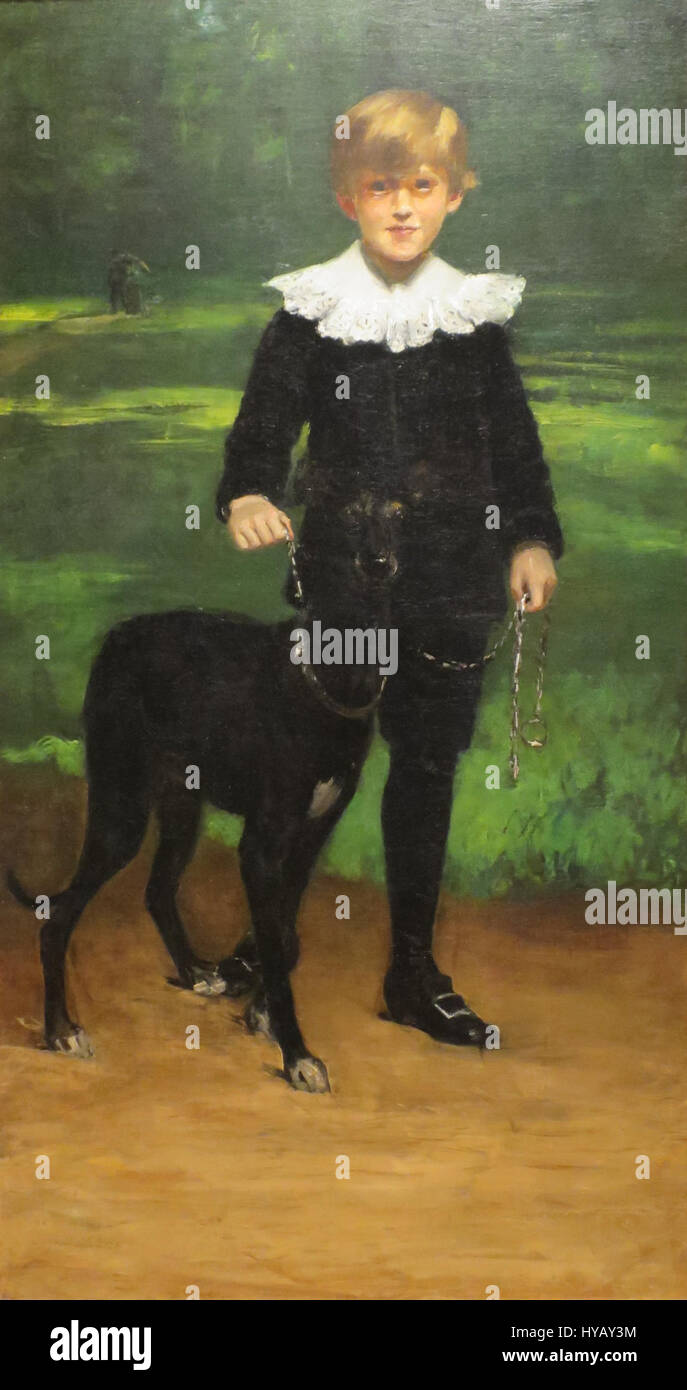Dora Wheeler 'Boy with a Dog', c. 1881, High Museum of Art Stock Photo ...