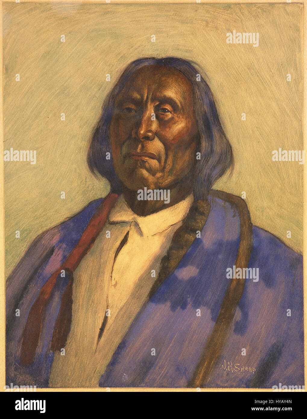 *Chief Red Cloud* by Joseph Henry Sharp, circa 1900, is a portrait of ...