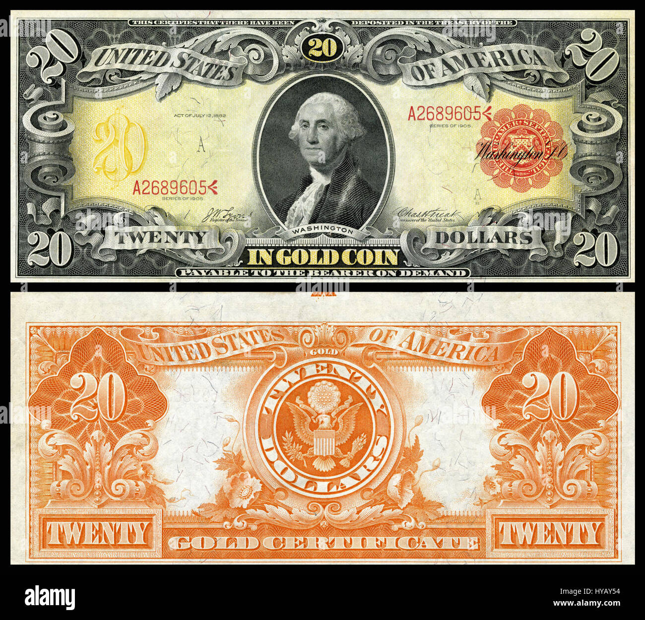 This $20 gold certificate (GC) from 1905 is part of American currency ...
